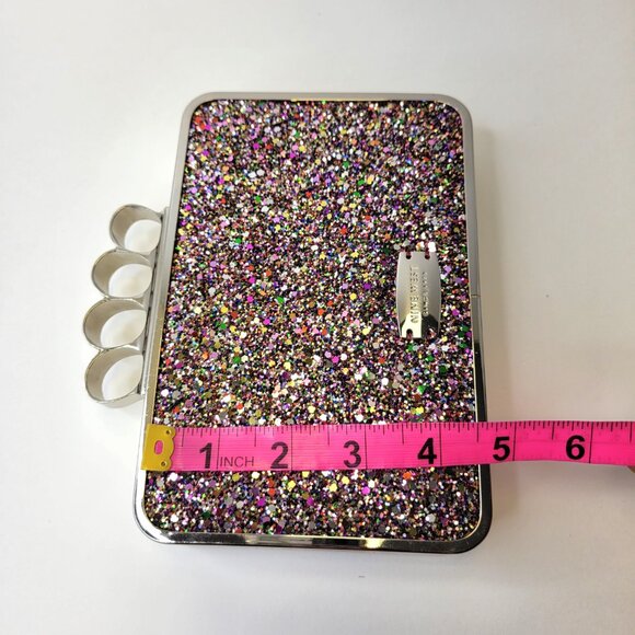Nine West | Bags | Multicolor Glitter Box Clutch Purse Knuckle Duster ...